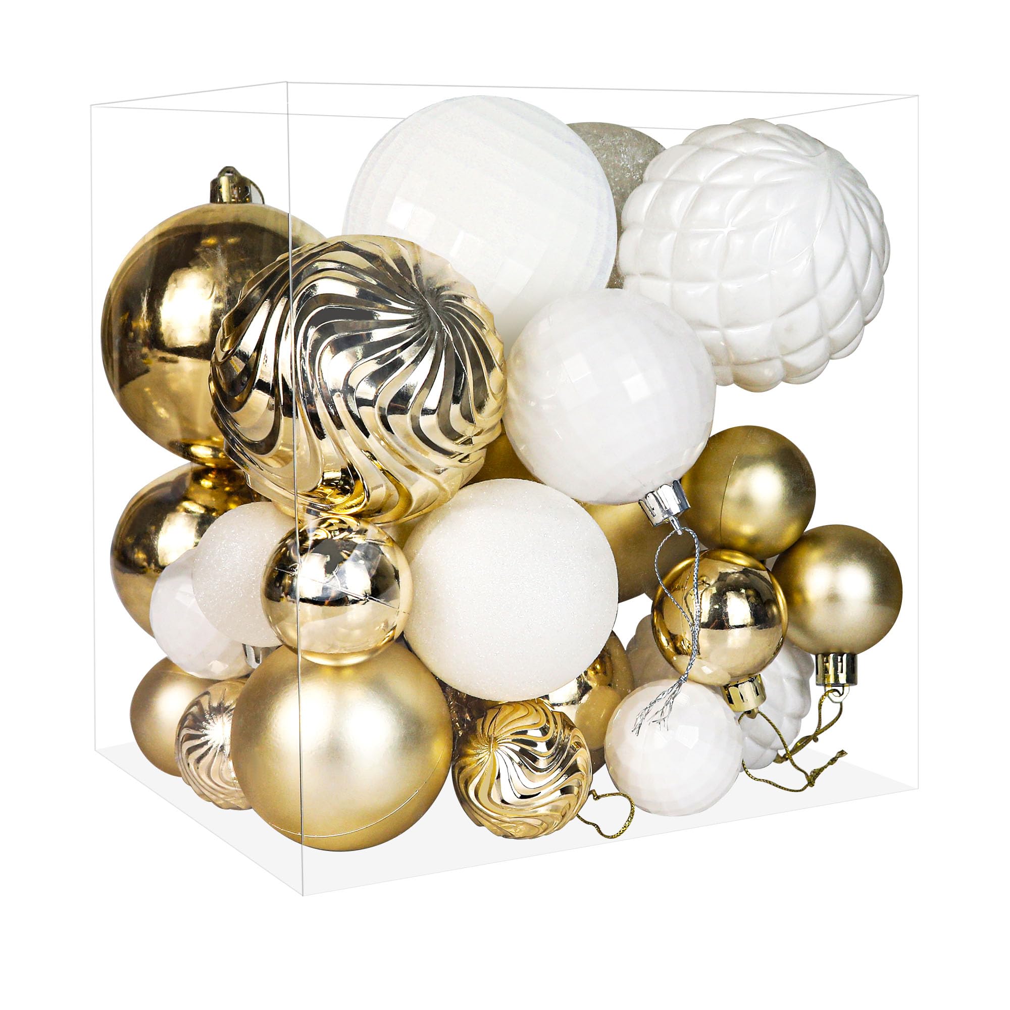 Annecy Christmas Tree Ornaments - 36 PCS Shatterproof Christmas Ball Ornaments Set for Christmas, Holiday, Wreath & Party Decorations (Multi-Size, White)
