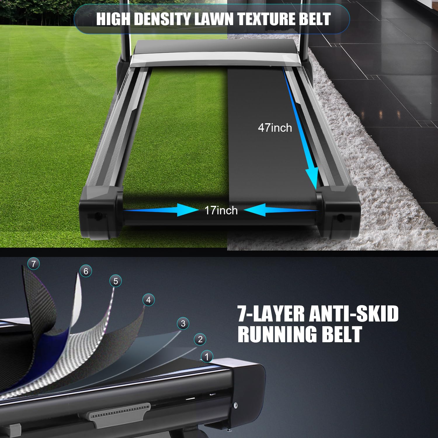 ANCHEER 3.25HP Treadmill,APP Treadmill 300lb Capacity,Folding Treadmills with 15% Auto Incline,Electric Smart Control Running Machines with Bluetooth Speaker,LCD Dispaly,Foldable Treadmill for Home