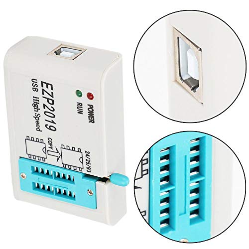 Automatically Identified Small High Speed USB SPI Programmer, Detected High Speed Programmer, ABS+Metal Easy to Carry for 25 Flash 93 EEPROM Block 24 EEPROM