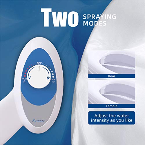 Awinner Bidet Toilet Seat Attachment,Non-Electric Ultra-Thin Fresh Water Sprayer Bidet with Self Cleaning Dual Nozzle,Adjustable Water Pressure Bidet Attachment for front and rear wash