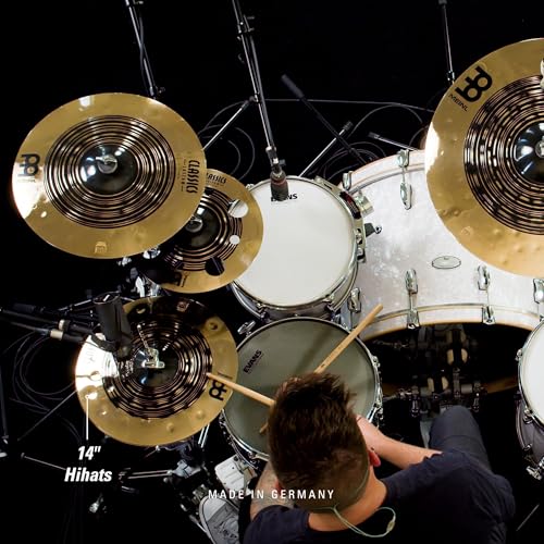 Meinl Cymbals Classics Custom Dual 14" Hihat Cymbal Pair for Drum Set, Dark/Brilliant — Made in Germany — B12 Bronze, 2-Year Warranty, (CC14DUH)