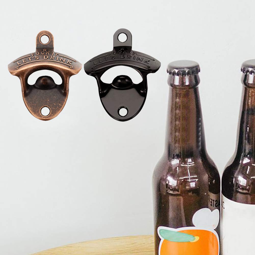 AYRXG 2 Pcs Wall Mounted Bottle Opener Vintage Beer Bottle Opener Suitable for Bars KTV Hotels Homes(Red bronze,Black)