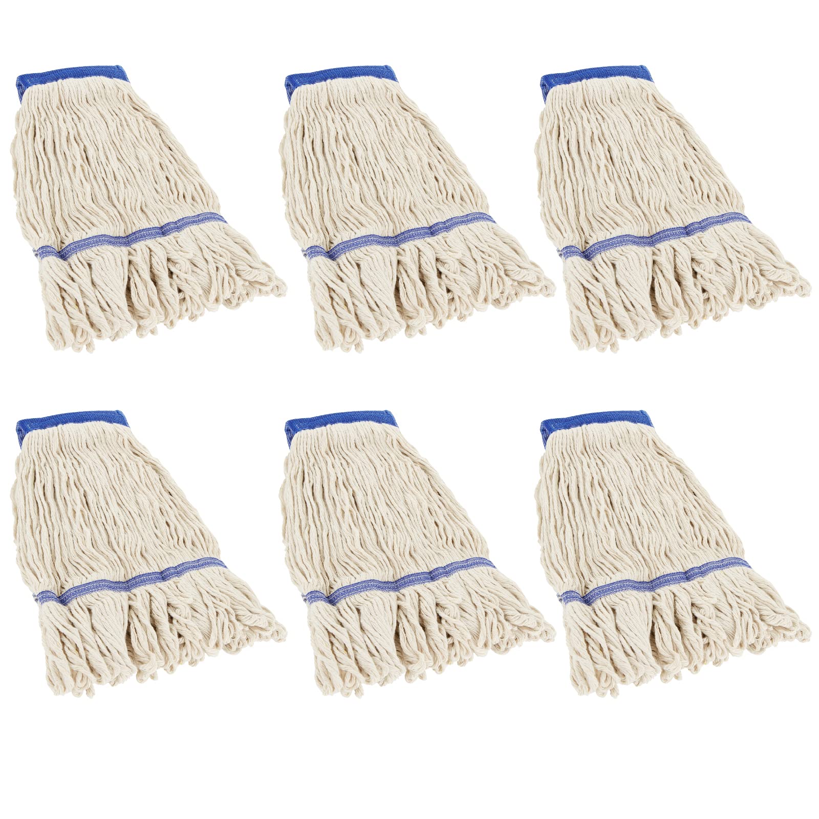 CertBuy 6 Pack Mop Head Replacement, Mop Heads Commercial Replacement Heavy Duty String Mop Refills Mop Head Replacement for Home Industrial and Commercial Use Cleaning (White)