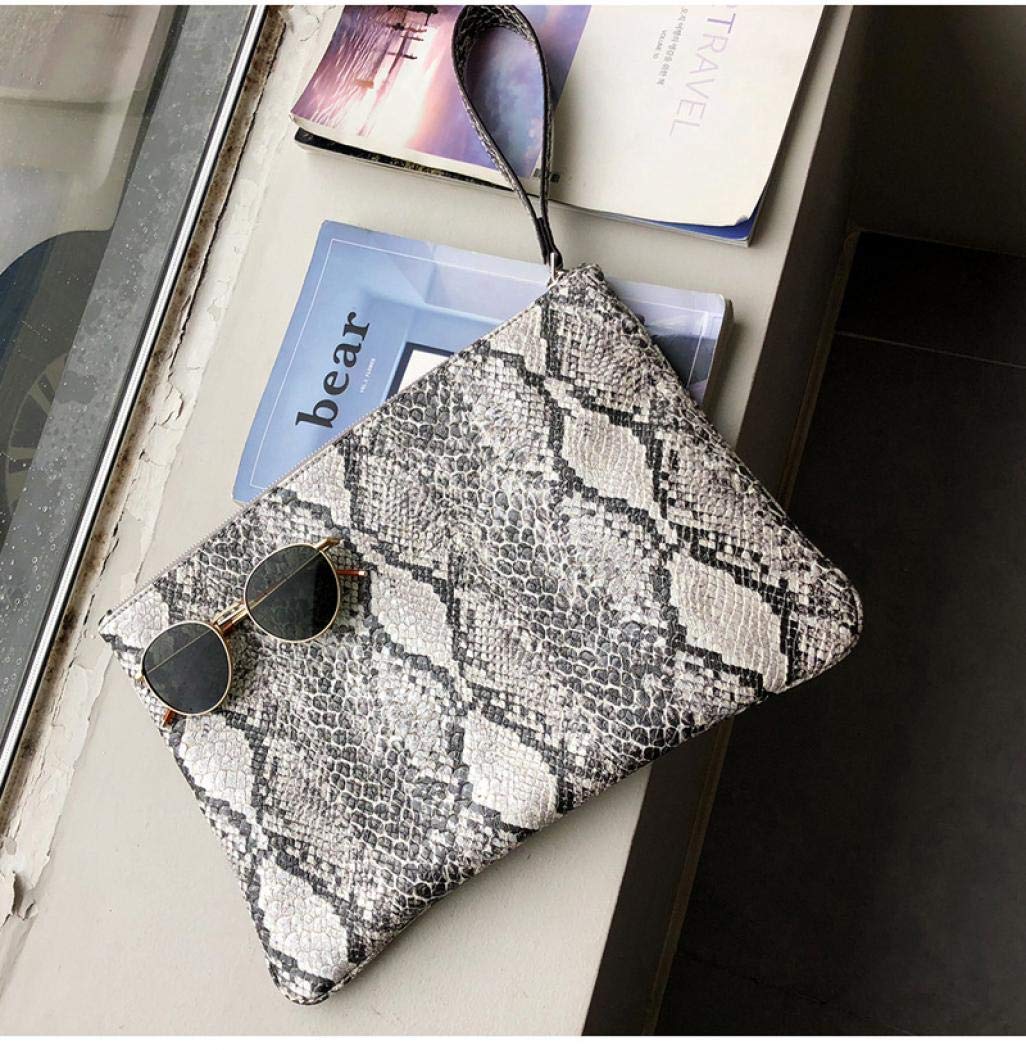 Handbags for Women Snake Printed Clutch Purse Snakeskin Envelope Clutch Bags for Casual Wedding Party (Light grey)