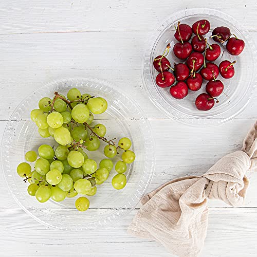 BESTYTY Clear Plastic Plates - 9-Inch (80-Pack) Microwave Safe Plastic Plate - Disposable Clear Plates for Party, Wedding Dessert Plates, Catering Disposable Plates, Food Service Supplies