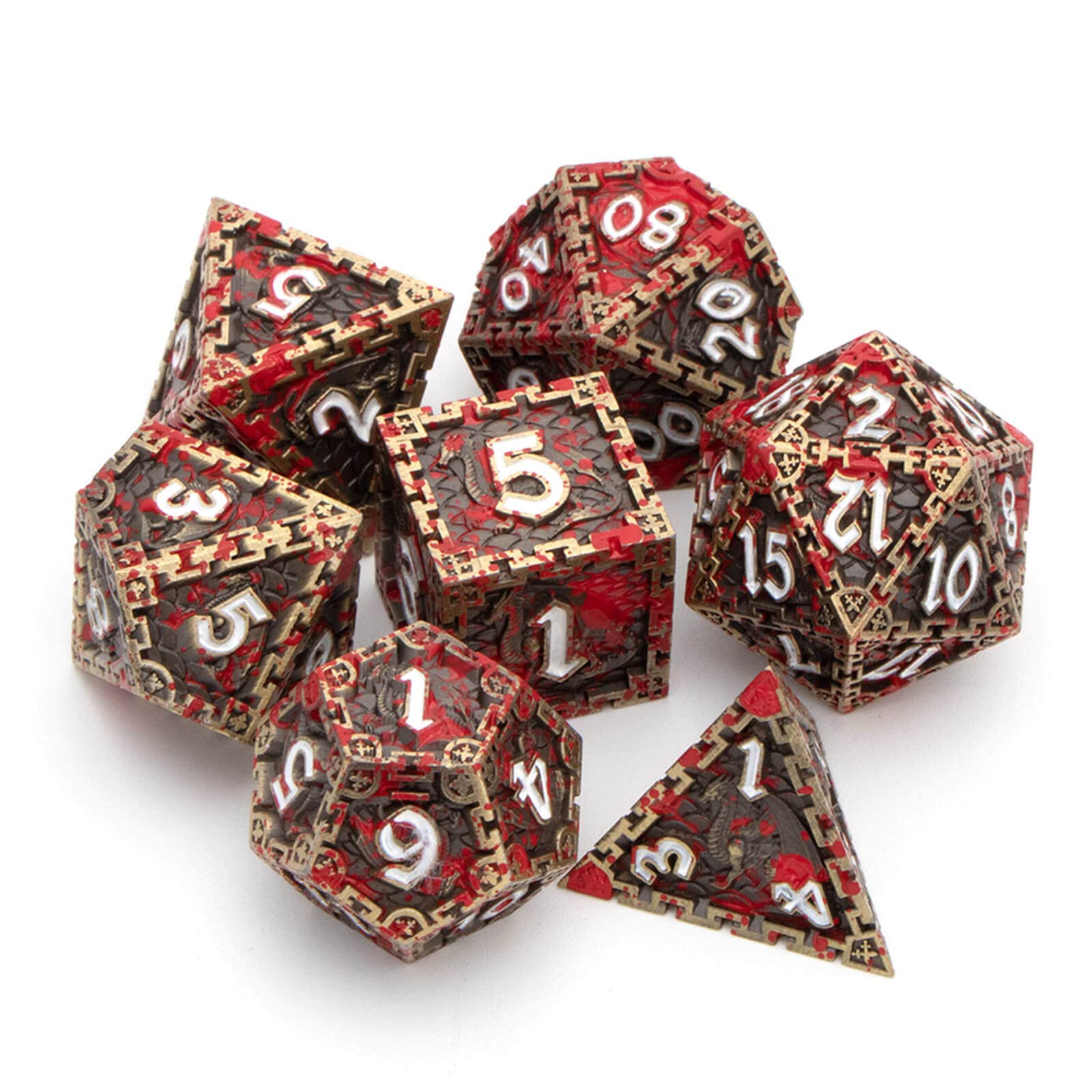 Metal DND Dice Set, RUNFNG D&D Dice Set with Box, Metal Polyhedral Dice Set for Dungeons and Dragons RPG Role Playing Games - D20 D12 D10 D8 D6 D4 D&D Dice Set