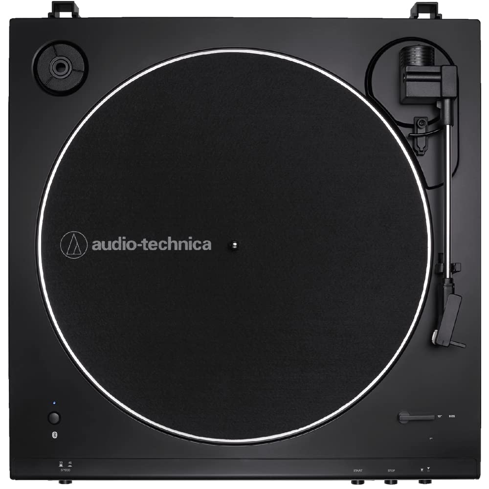 Audio-Technica AT-LP60XSPBT Automatic Wireless Turntable and Speaker System, Black Bundle with Deco Gear 12" Turntable Platter Mat, Vinyl Record Cleaning Fluid System with Brush and Microfiber Cloth
