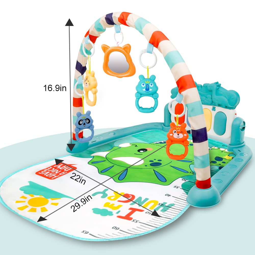 BOMPOW Baby Gym Mat with Music and Lights, Piano Gym, Early Development Activity Baby Play Mat Toy Gift for Babies Newborn