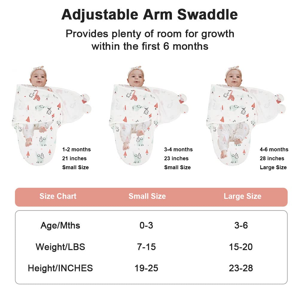 Baby Swaddle Blanket Boy Girl,Super Soft Material Newborn Adjustable Swaddles for 0-3 Months,2-Way Zipper Sleep Sack 2 Pack Wrap Set(Small/Medium)
