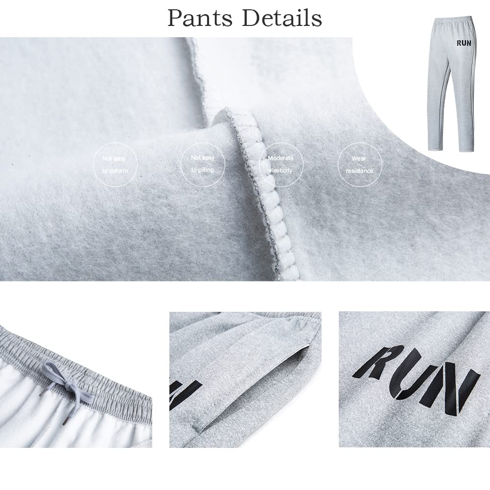 ANNANONER Men's Hoodie And Sweatpants Set Running Jogging Athletic Sports Suits A03 Gray L