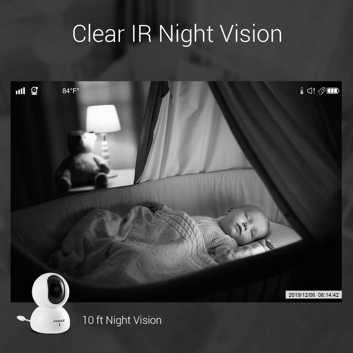 ANNKE 4.3" Large Color Screen Camera, 1000ft Wireless Range, Night Vision, Two Way Talk, Temperature Monitor, Lullabies