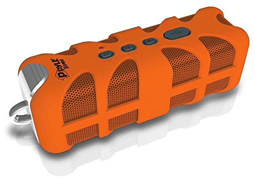 Pyle Upgraded Splash SoundBox Waterproof Bluetooth Speaker, Portable Wireless Outdoor, Enhanced Bass, USB, 3.5mm AUX, IPX4 Splashproof Speaker, Water Resistant, Beach, Shower - Orange (PWPBTA70OR)