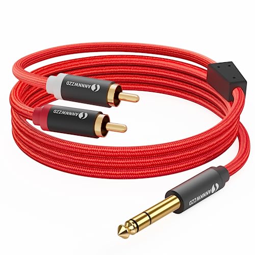 ANNNWZZD RCA to 1/4, TRS to RCA Cable Y Splitter Stereo Cable for Sound, Amplifier, Electric Guitar, Electronic Keyboard 6FT/2m