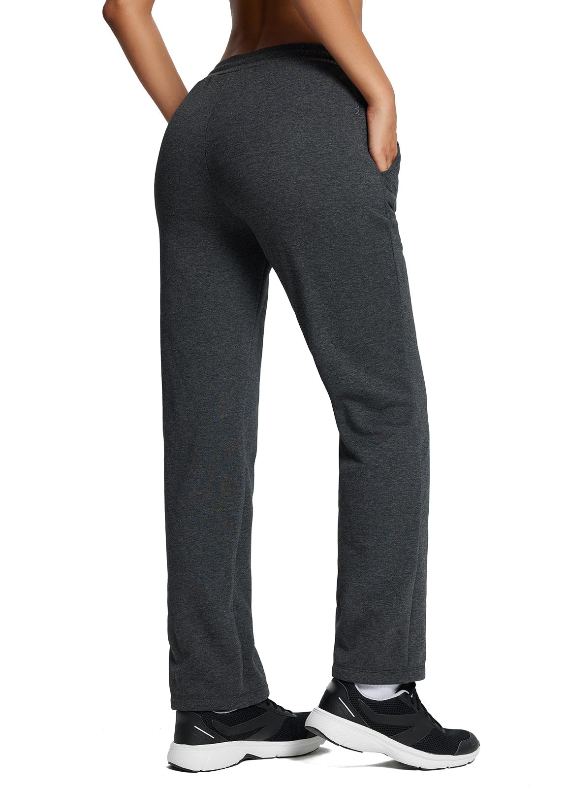 BALEAF Fleece Lined Pants Women Straight Leg Sweatpants Thermal Cotton Athletic Winter Trackpants Lounge with Pockets Dark Grey M