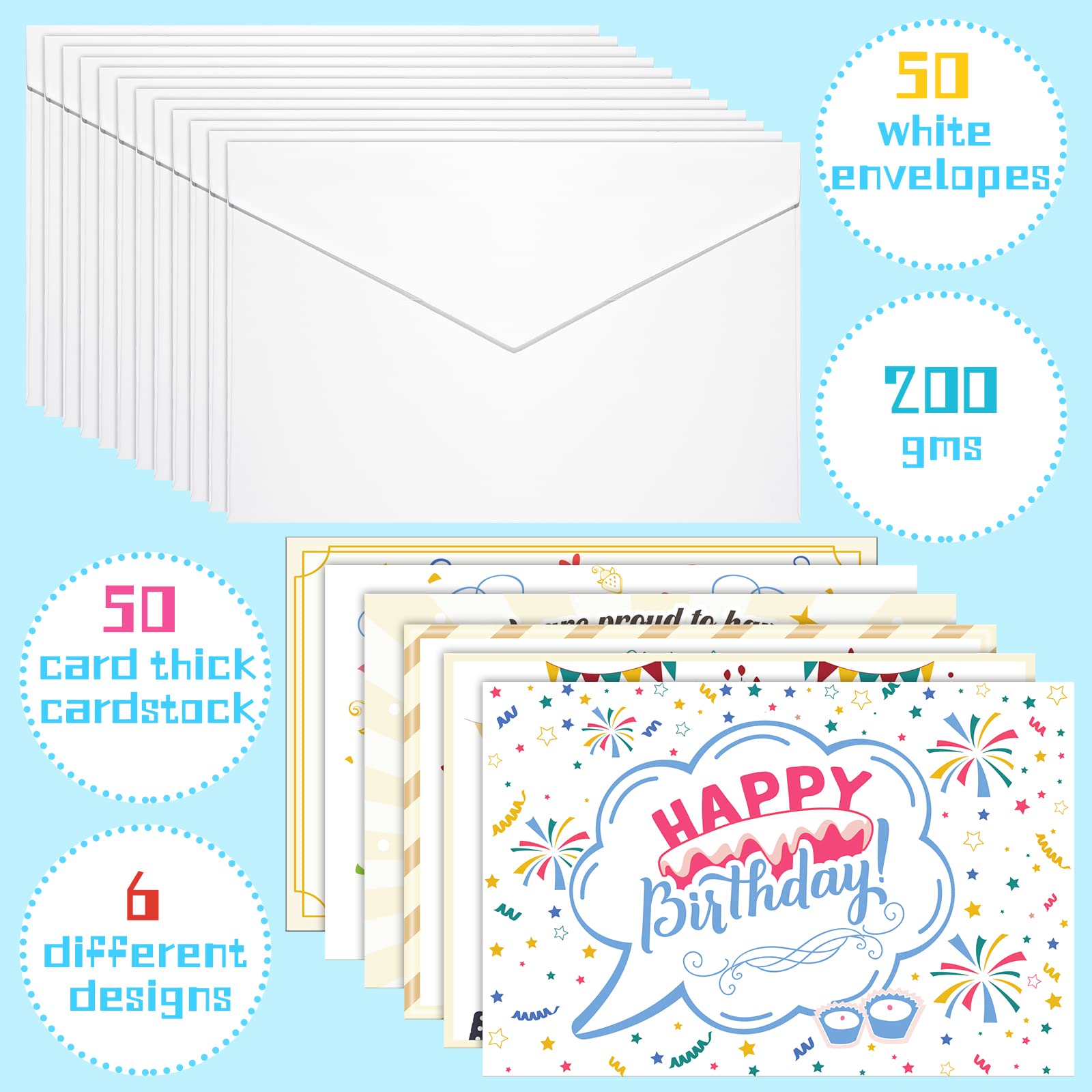 Junkin 24 Set Employee Birthday Cards with Envelopes, Encouragement Work Team Birthday Card Notecard Appreciation Cards for Business Office Colleagues