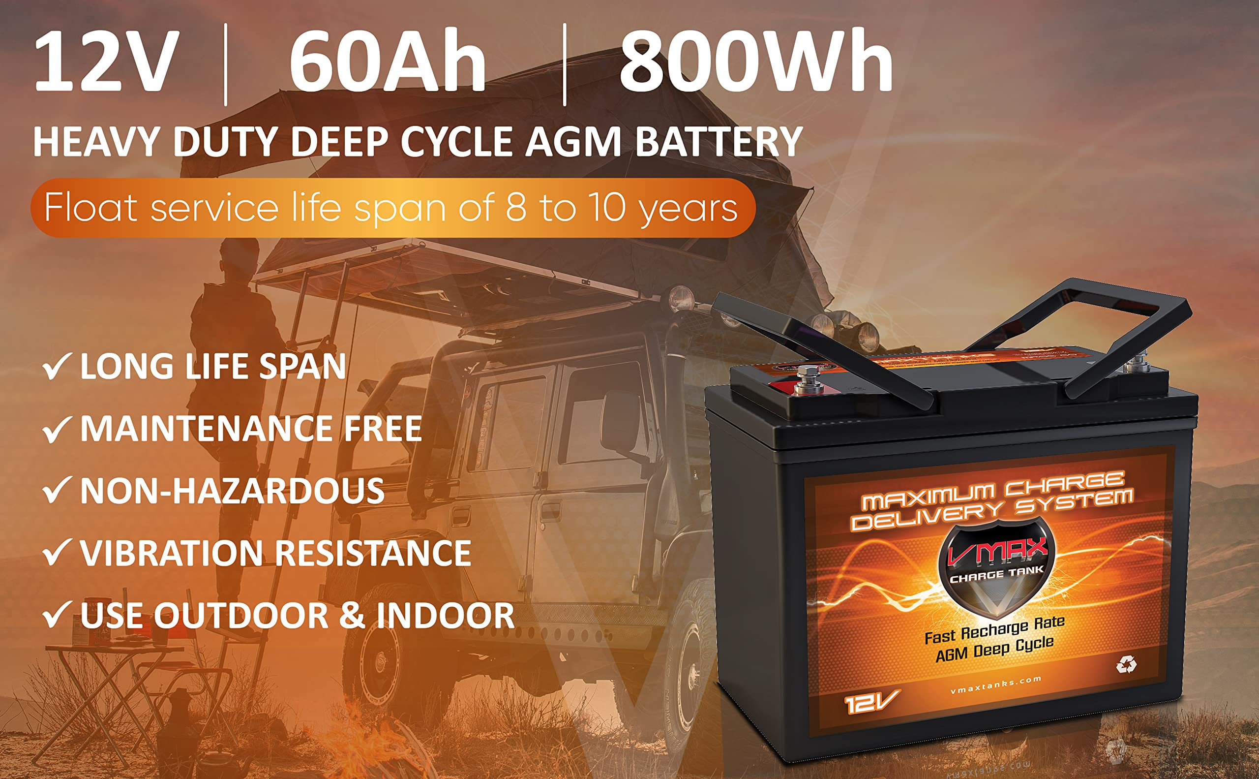 QTY 2 VMAX MB96-60 12 Volt 60Ah AGM Deep Cycle Wheelchair battery, replaces 55ah Group 22NF batteries. 12V Group 22NF Scooter & Wheelchair Battery compatible with Pride Mobility, Jazzy, Invacare 22NF