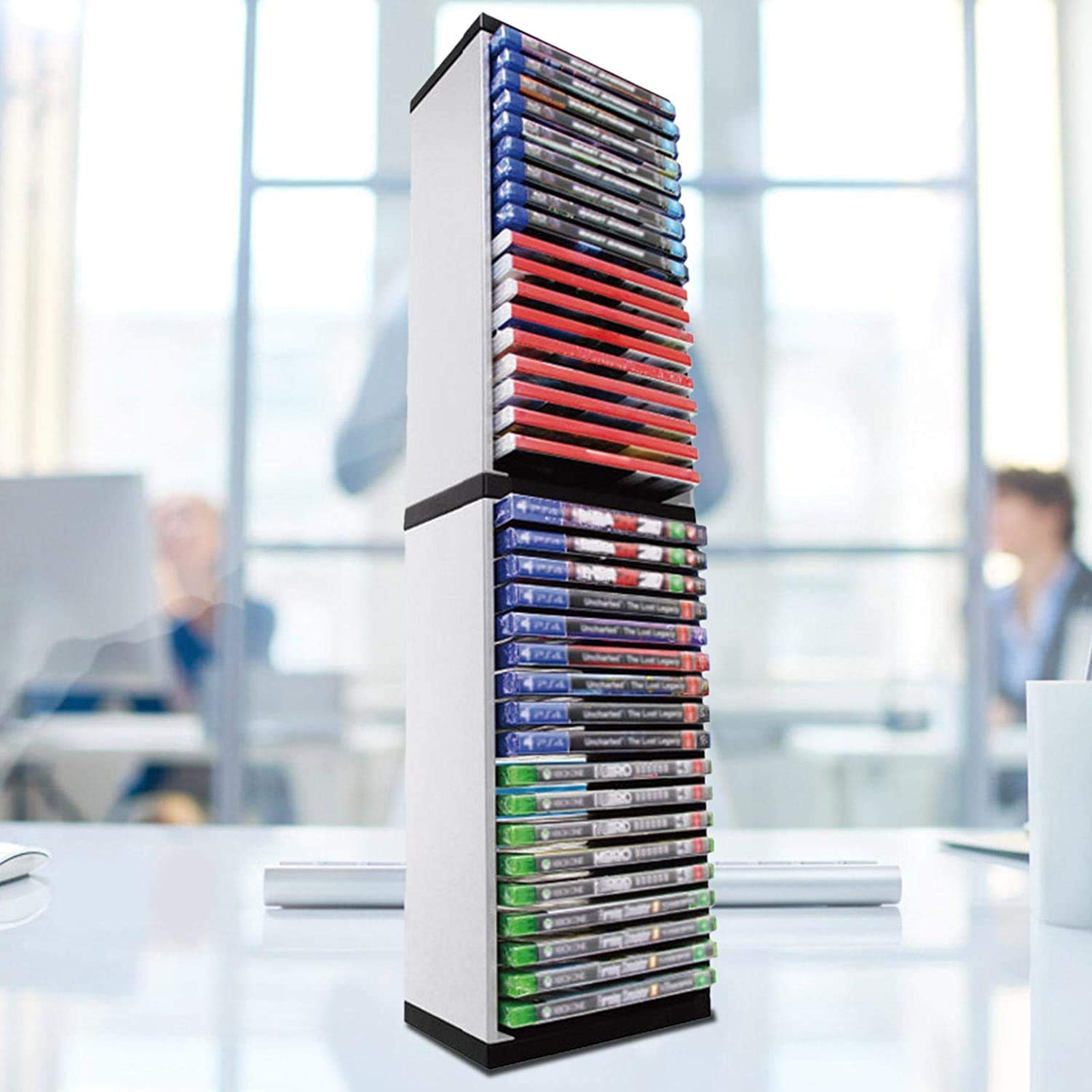 Games Storage Tower, Video Game Storage, Video Game Organizers and Storage for PS4, PS5, Xbox Series X, Nintendo Switch, 36 Game/DVD Rack