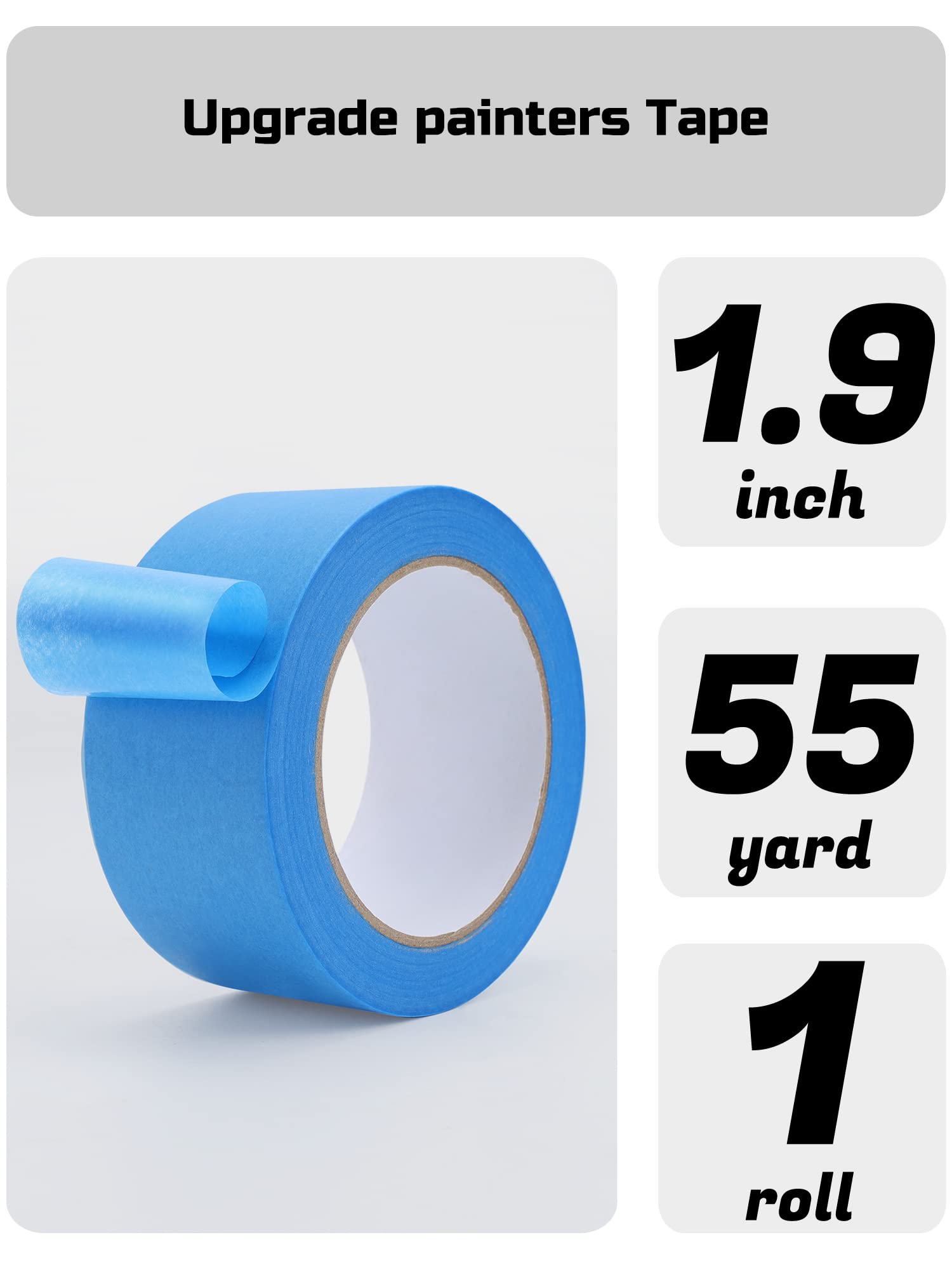 Lichamp Blue Painters Tape, 1 Pack 1.9 inch by 55 Yards Paper Tape, Blue Masking Tape for Crafts Arts
