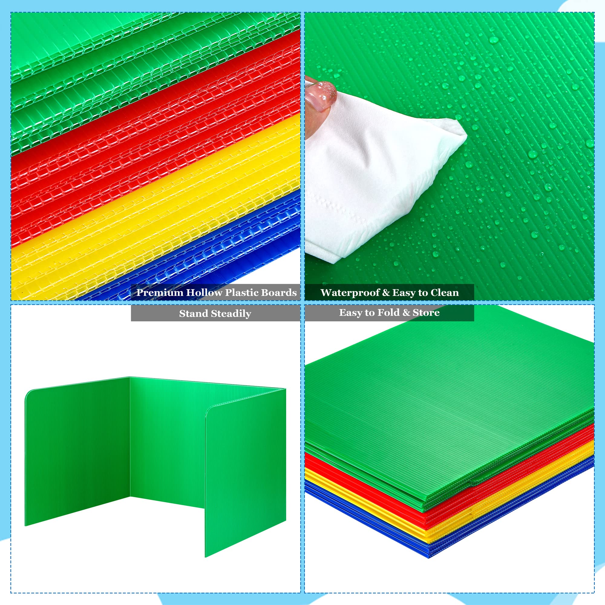 Aodaer 36 Pack Plastic Privacy Shields for Student Classroom Privacy Folders for Desks with Colorful Name Labels Classroom Privacy Boards Desk Dividers for Students Classroom Must Haves