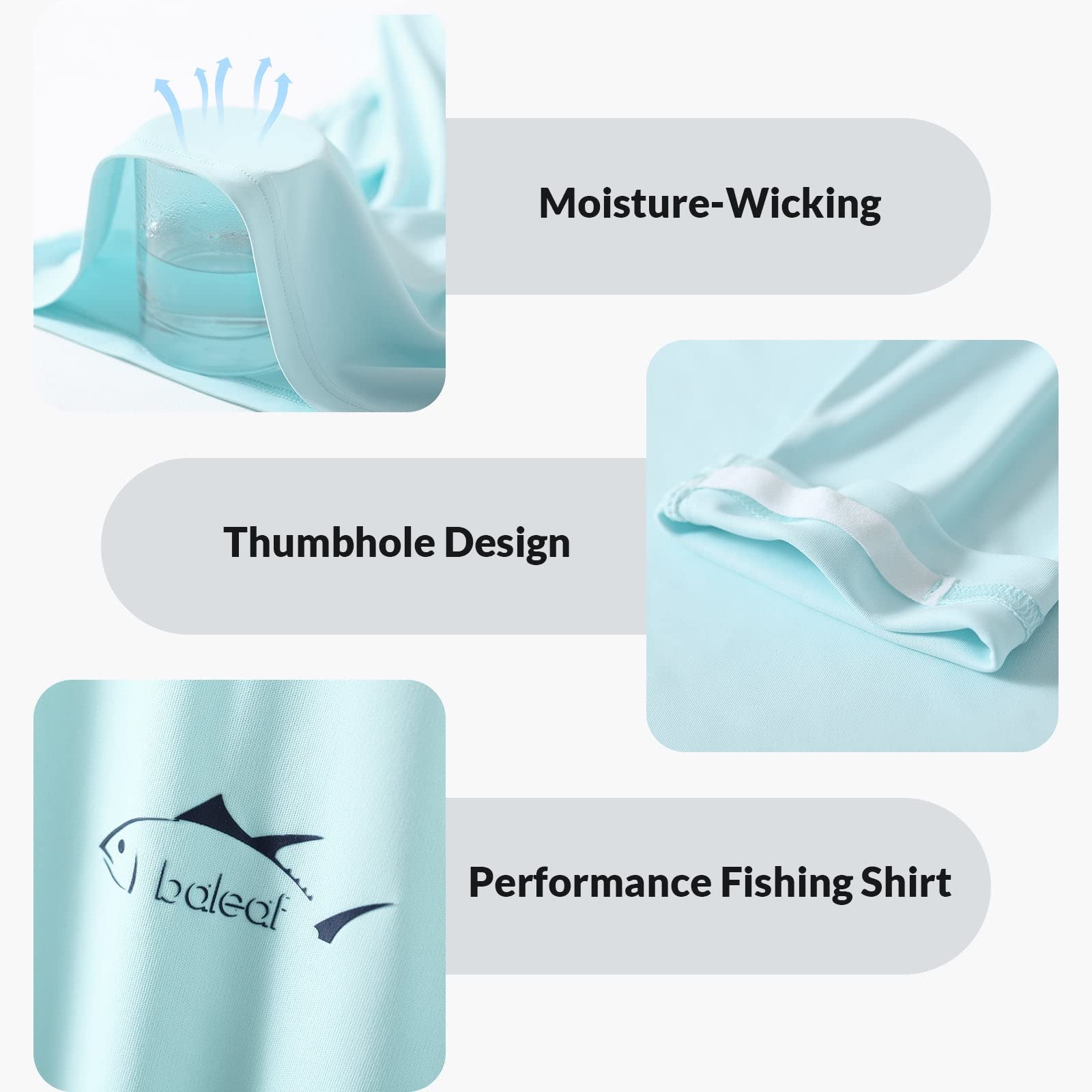 BALEAF Men's Fishing Shirts Long Sleeve Performance UPF 50+ Sun Protection SPF T-Shirts Swimming Quick Dry White M