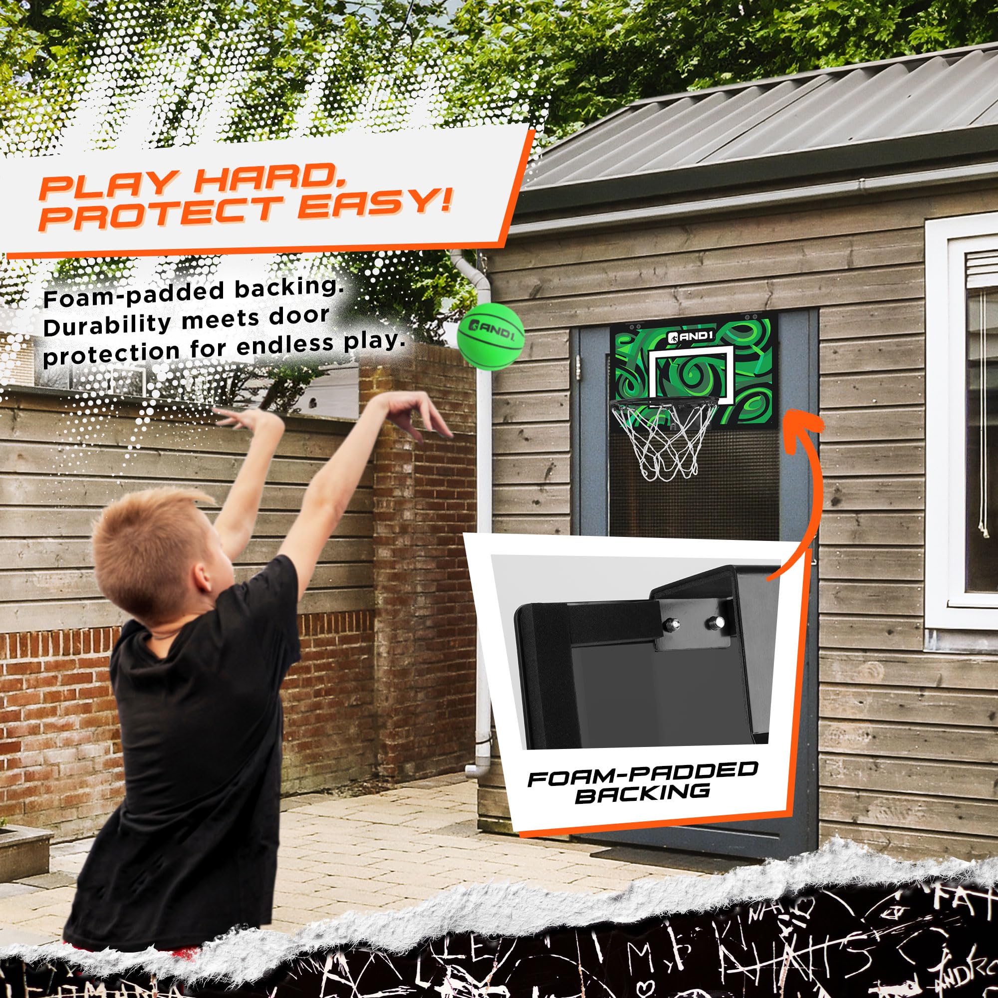 AND1 Over The Door [Mini Basketball] [Hoop]: - 18”x12” Pre-Assembled Portable with Flex Rim, Includes Two Deflated 5” – Teal/Pink (5A1GT0110L0E2)
