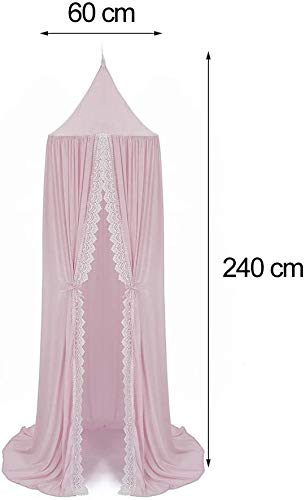 Bed Canopy Round Dome,Mosquito Net,Crib Canopy Bed Canopy for Kidâs Reading Room,Nursery Decorations,Bedroom Decoration (Pink)