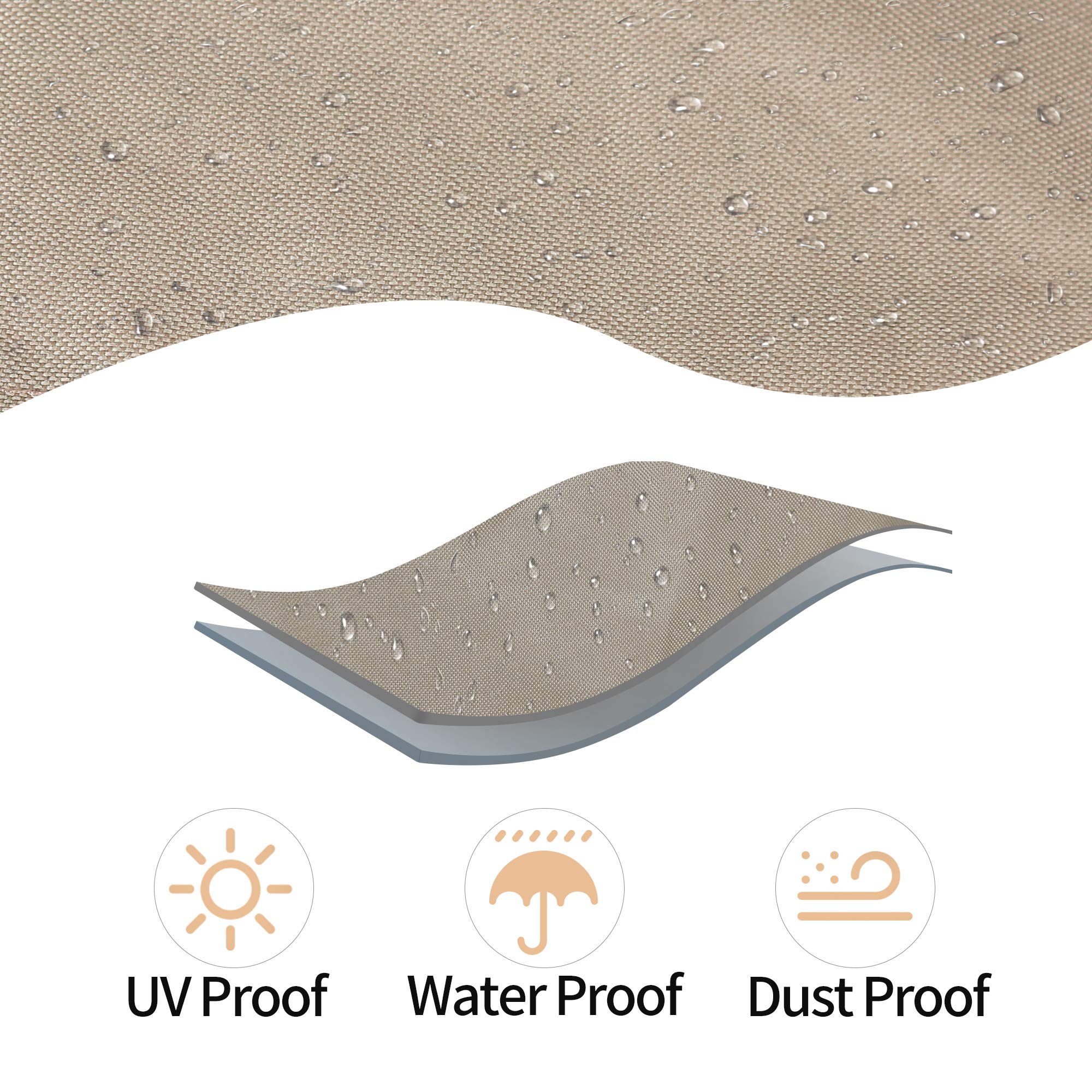 BALI OUTDOORS 42 Inch Rectangle Patio Fire Pit Table Cover, Heavy Duty, Waterproof and Weather Resistant Oxford Fabric Cover, Brown