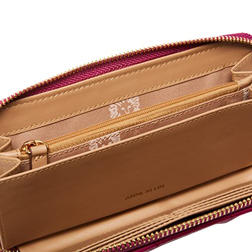 Anne Klein Womens Ak Ak Zip Around Wallet quilted chain tote, Orchid, One Size US