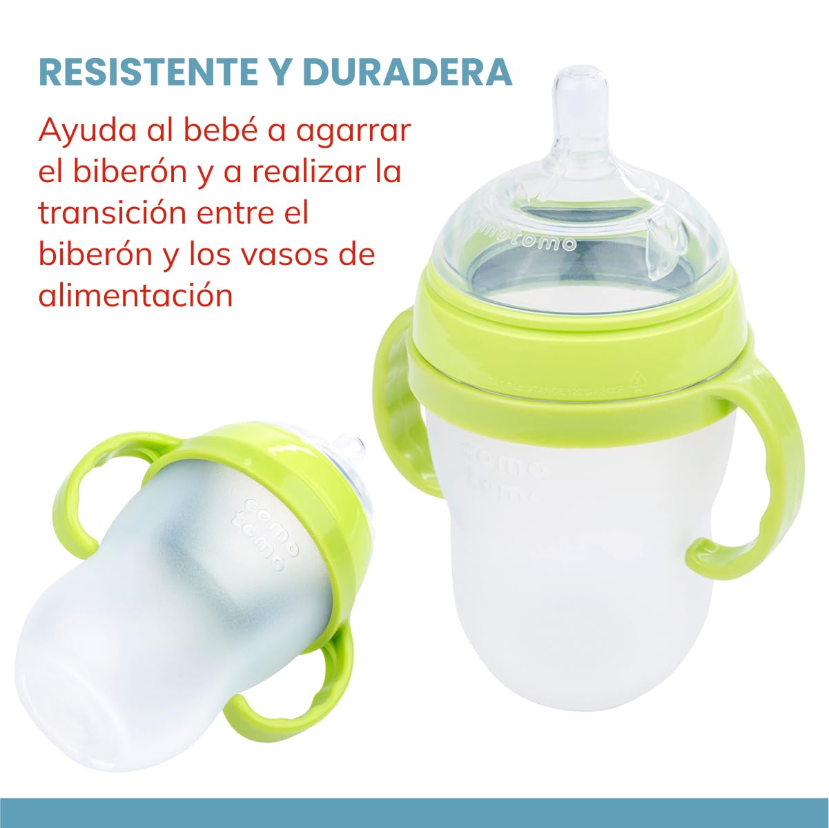 Baby Bottle Handle Grip for Comotomo 5 Ounce and 8 Ounce Silicone Bottles, 3 Pack, Green