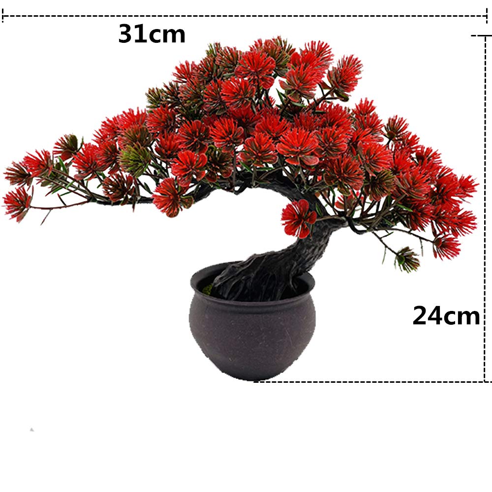 Fycooler Artificial Plants Artificial Bonsai Juniper Tree Potted Faux Japanese Pine Bonsai Simulation Zen Garden Fake Plant Artificial Bonsai Tree for Home Office Showcase Indoor Décor Desktop Display