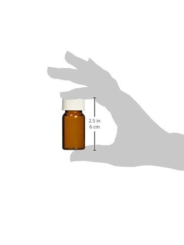 JG Finneran 9A-107 Amber Borosilicate Glass Standard VOA Vial with White Polypropylene Open Top Closure and 0.100" PTFE/Silicone Septa, 24-414mm Cap Size, 20mL Capacity (Pack of 72)