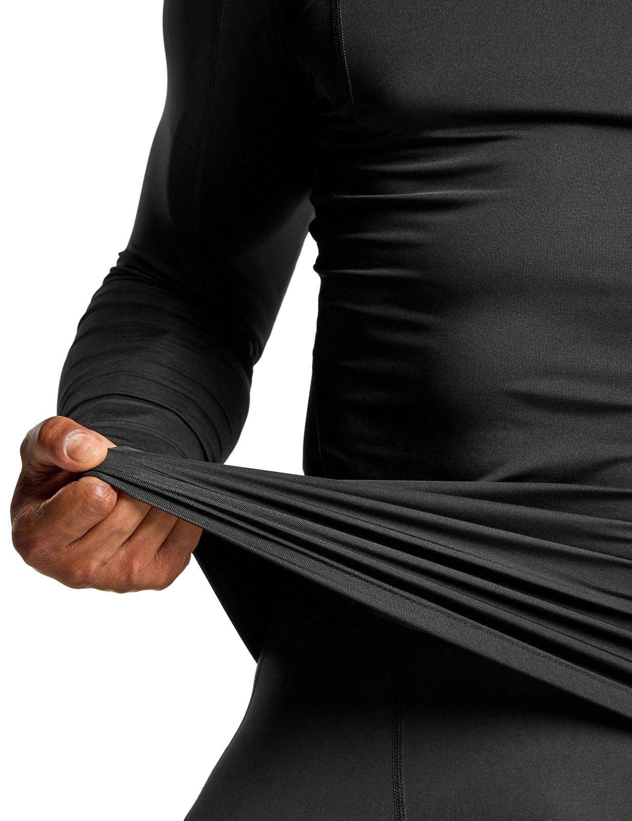 ATHLIO Men's Thermal Long Sleeve Compression Shirts, Turtle/Mock Winter Sports Base Layer, Active Running Shirt, Active Shirts 3pack Black/Black/Black, Medium