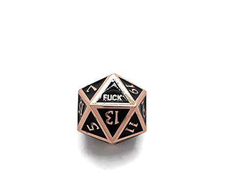 Metal D20 F*** Dice Critical Fail F 20 Sided Die Set DND Black Copper Brass Steampunk Gunmetal Color Number for Role Playing Game Dungeons and Dragons D&D Pathfinder Shadowrun and Math Teaching