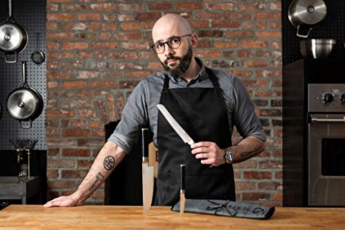 Babish German High-Carbon 1.4116 Steel Cutlery, 3-Piece (Chef Knife, Bread Knife, & Pairing Knife) w/Kitchen Knife Roll