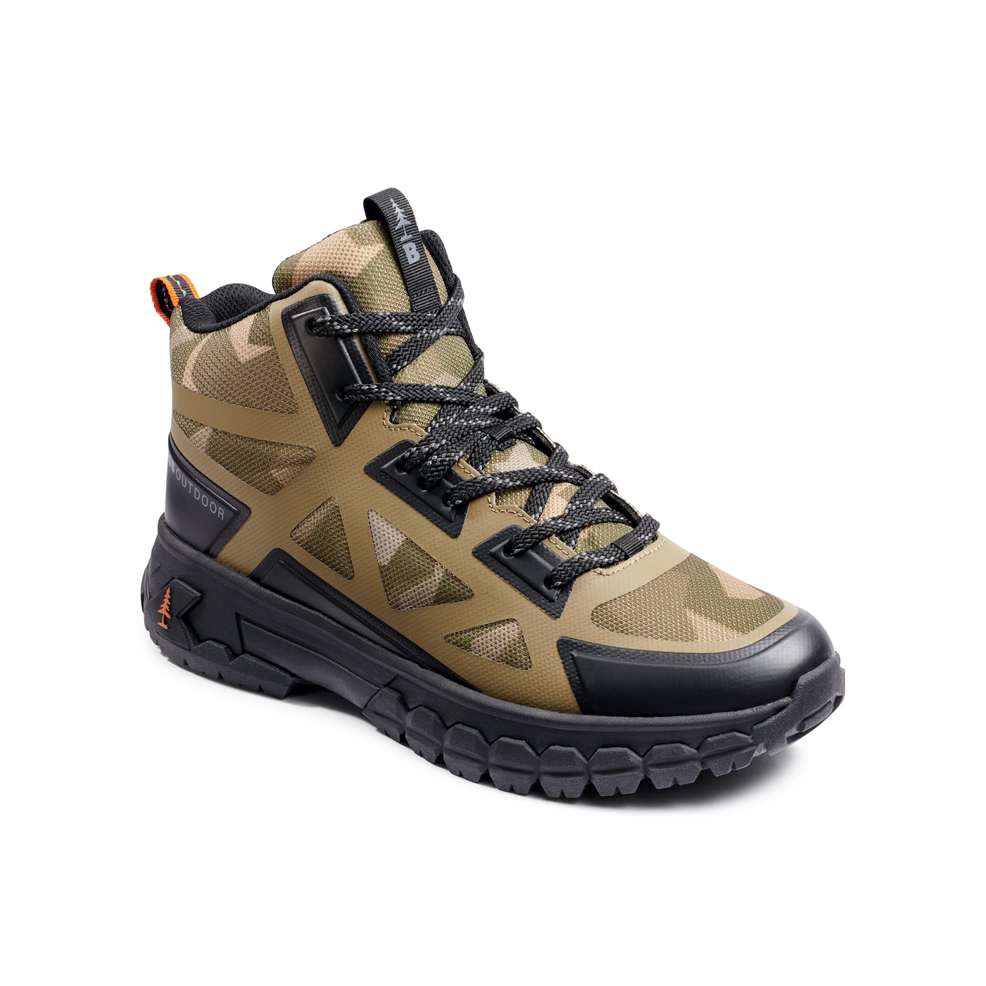 BASS OUTDOOR Men's Peak Seamless Ankle Hiking Boot, CAMO GRN/BLK, 9
