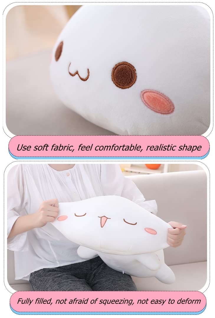 Cute Kitten Plush Toy Stuffed Animal Pet Kitty Soft Anime Cat Plush Pillow,Plush cat Doll Pillow Toys Children's (White)