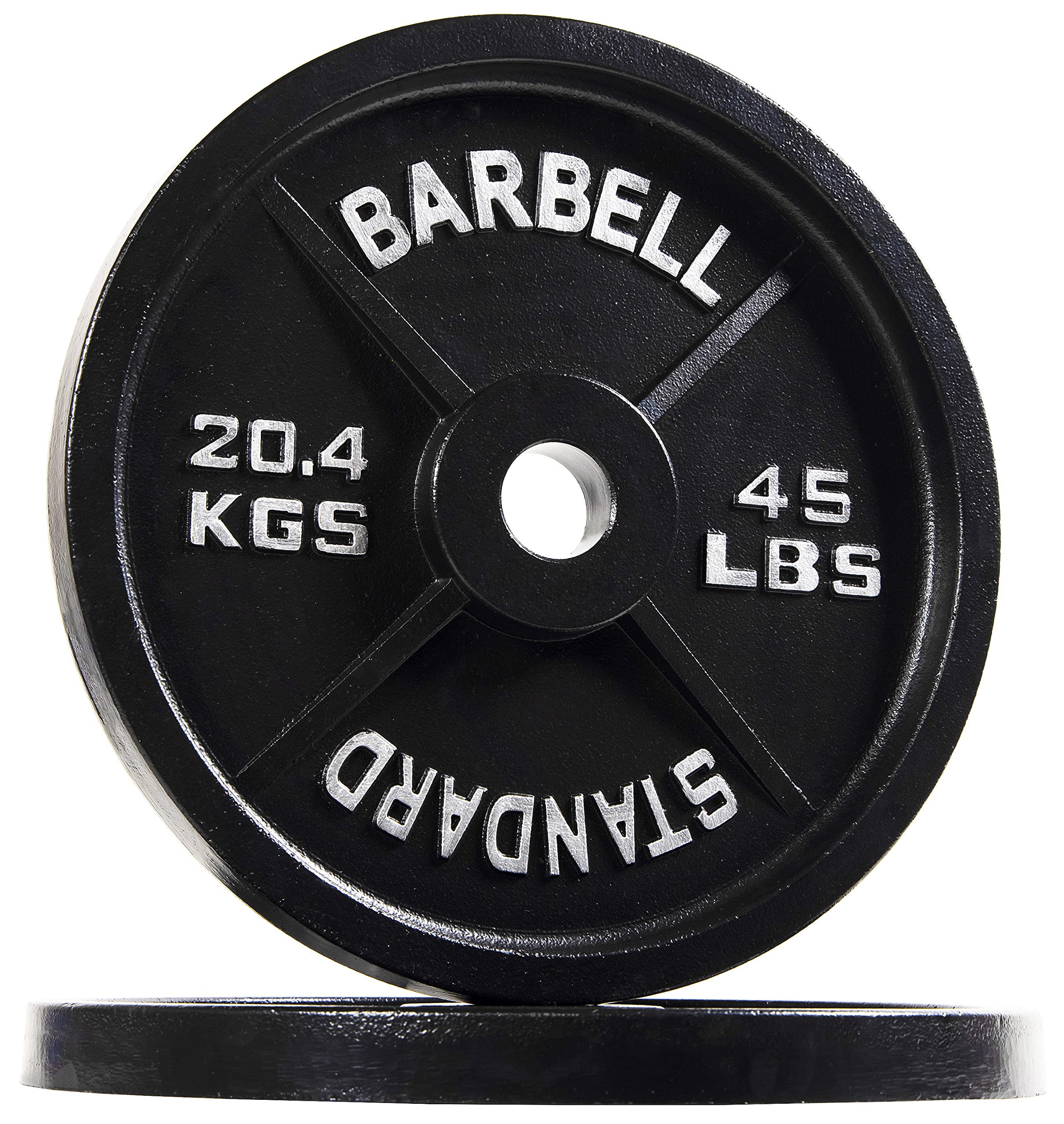 BalanceFrom Powergainz Olympic 2-Inch Cast Iron Plate Weight Plate for Strength Training and Weightlifting, Black POG-2INSTD-45X2