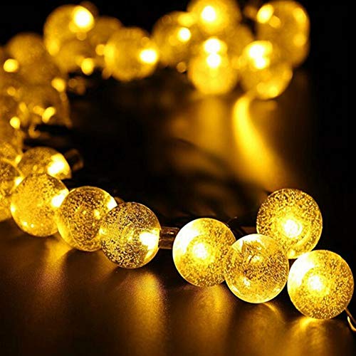 Aoile 6.5M 30LED Solar-Powered Bubble String Lights Night Light Garden Home Party Bar Decoration Warm White