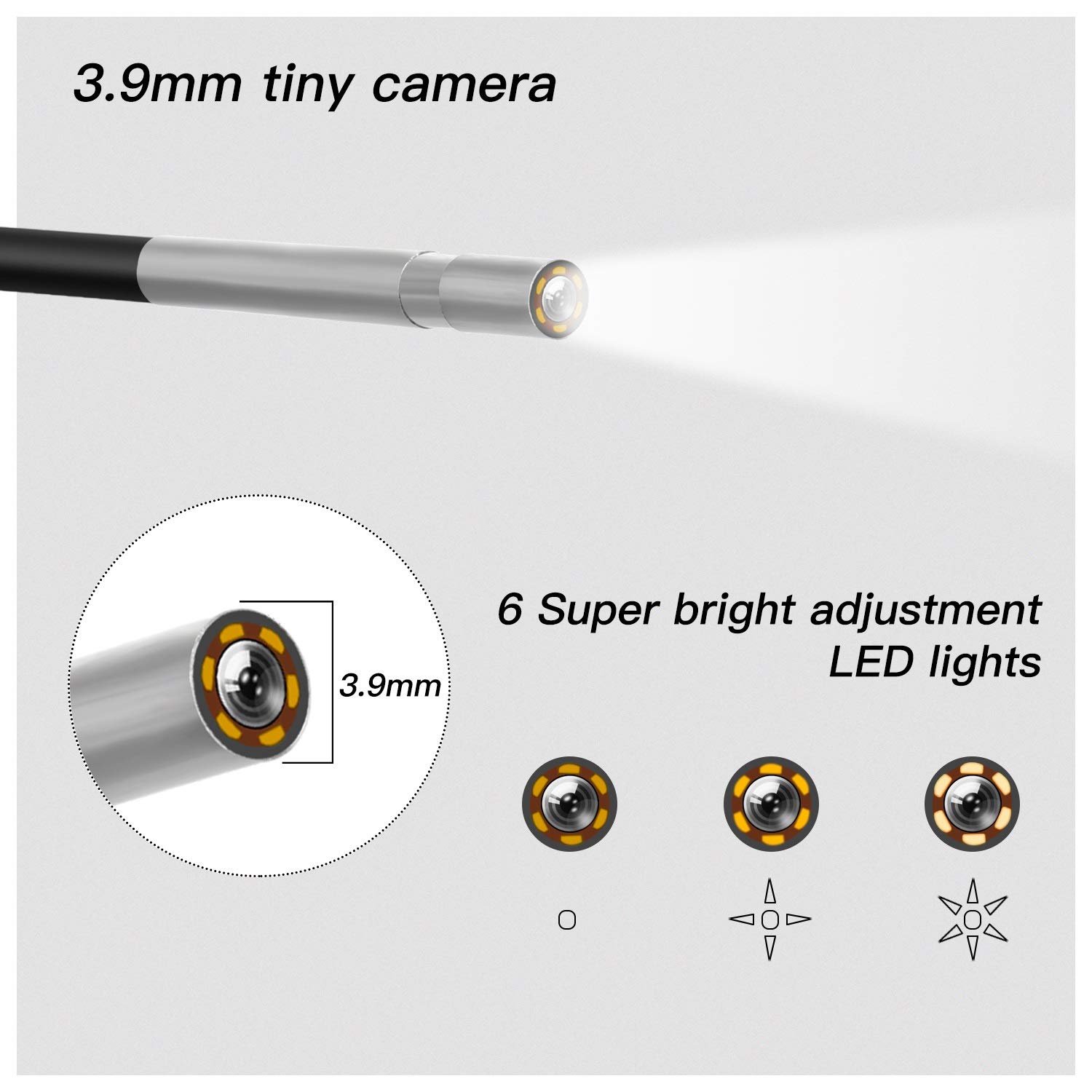BHVXW 3.9mm Smartphone Endoscope Camera 8mm Industrial Endoscope Screen Boroscope 1080P Flexible Camera Sewer Inspection Camera (Size : 10M)