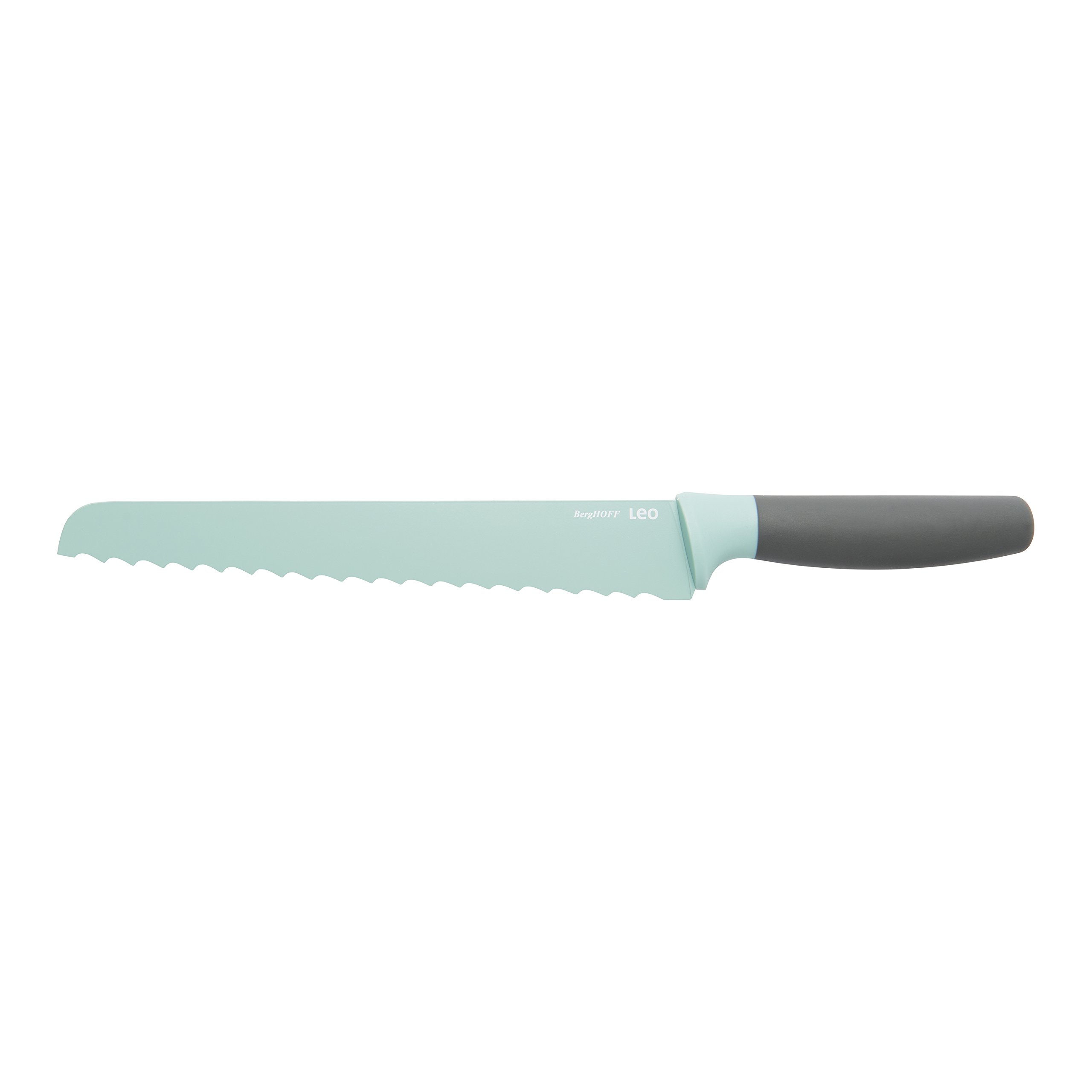Berghoff LEO Non-stick Stainless Steel Sharp Serrated Blade Set of 3pc Knives PP Fitted Protective Sleeve Built-in Herb Stripper Soft-touch PP Soft Grip Handle