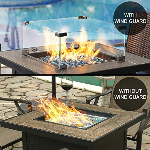BALI OUTDOORS Square Fire Pit Glass Wind Guard, Clear Tempered Wind Guard for Fire Pit Table, 18βx 18βx 6β Square Fire Table Accessory Shiled