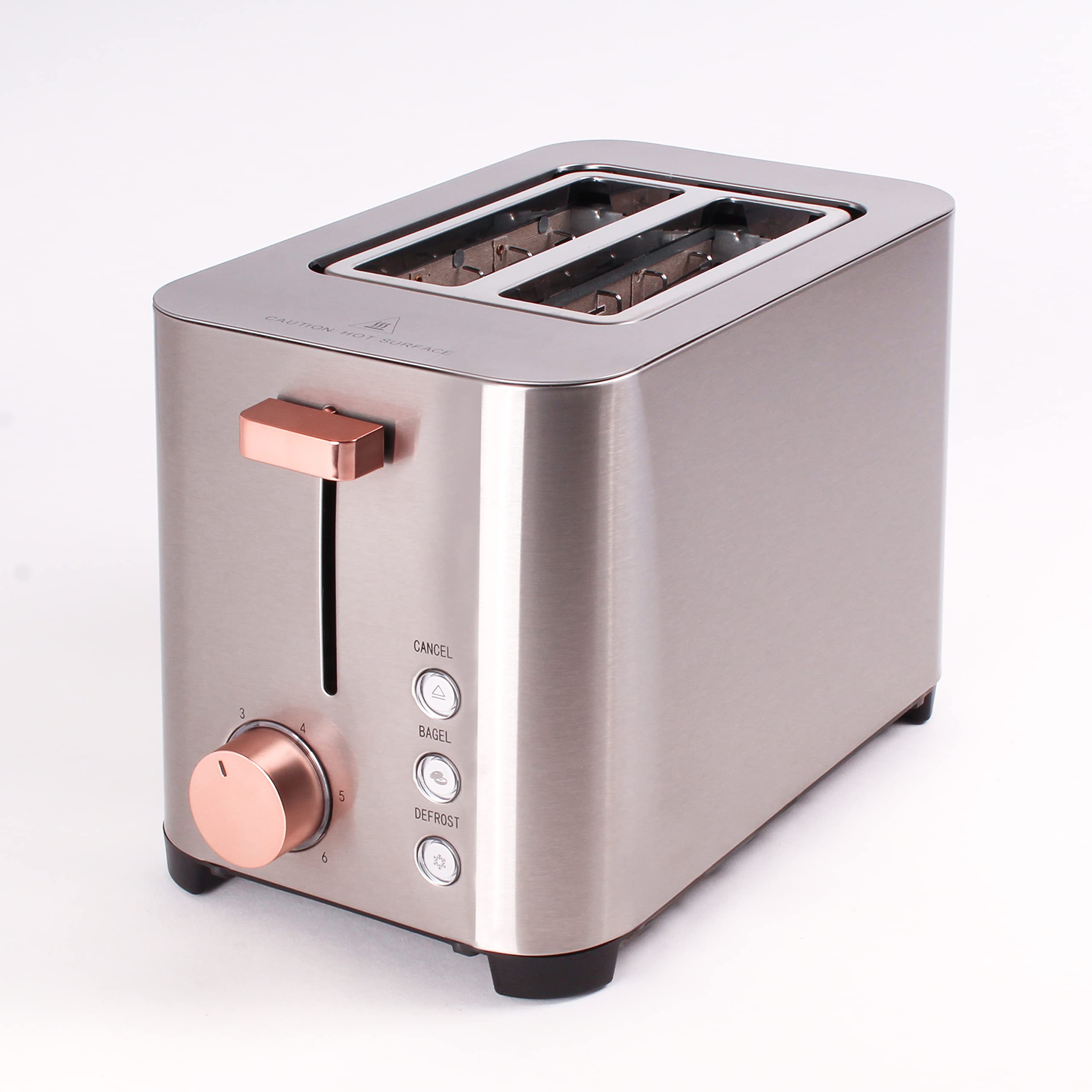 BergHOFF Ouro Gold Stainless Steel 2-Slice Toaster 850W 6 Shade Settings Auto Shut-off Extra Wide Slots Slide-out Crumb Tray