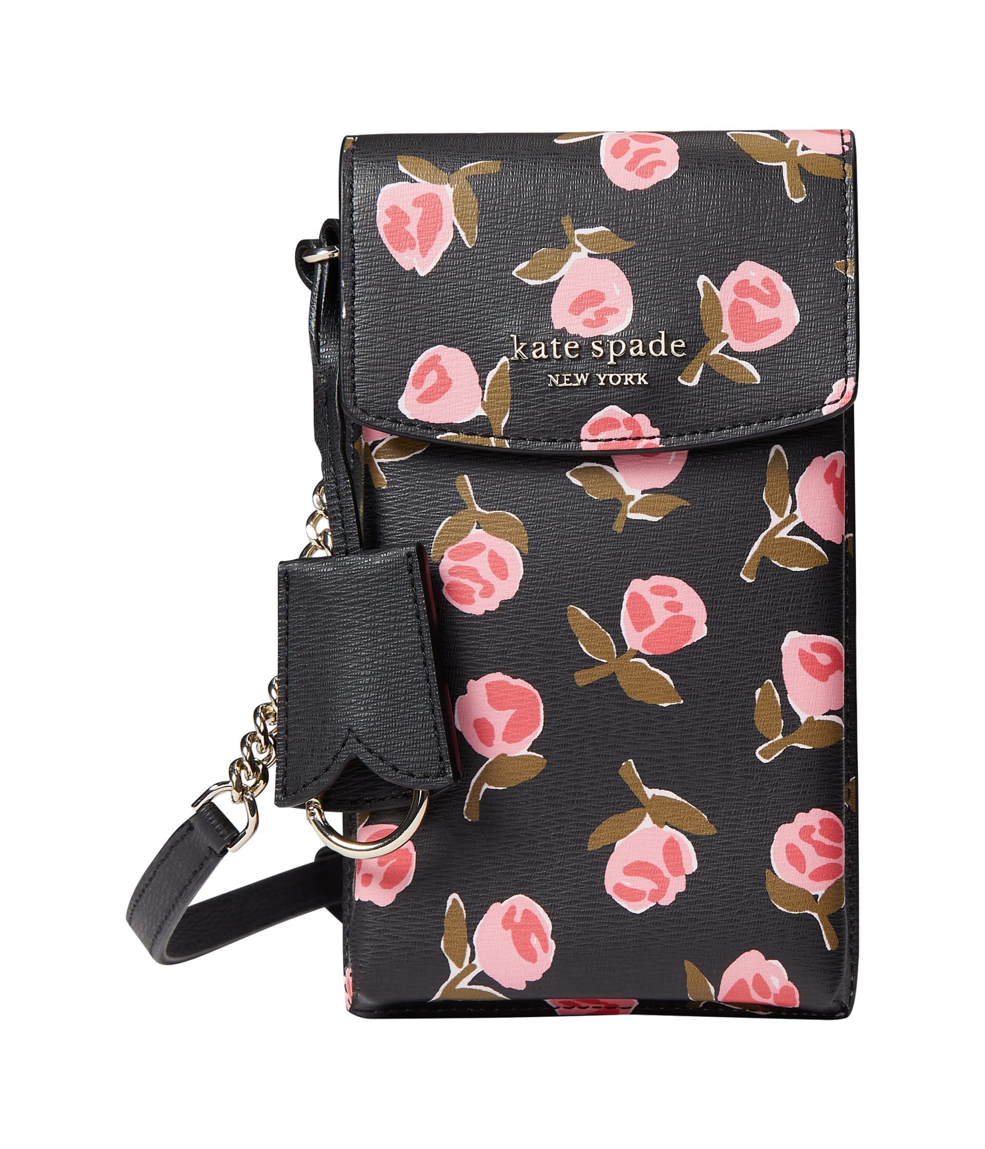 Kate Spade New York Spencer Ditsy Rose Printed PVC North/South Crossbody Black Multi One Size