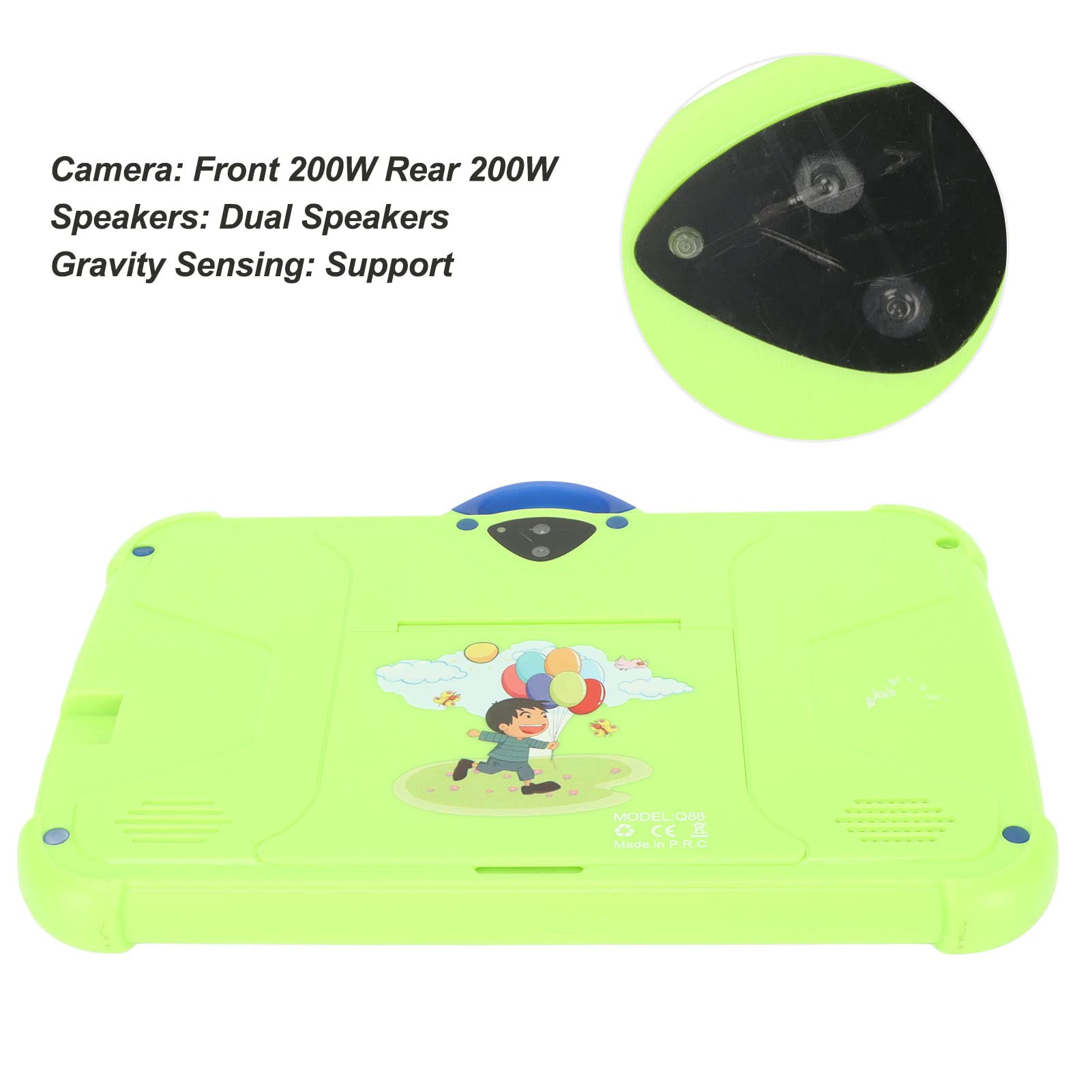 AUHX Toddler Tablet, Quad Core Processor 7 Inch Kids Tablet Dual Cameras IPS HD Screen Lightweight with Stand for Travel (US Plug)