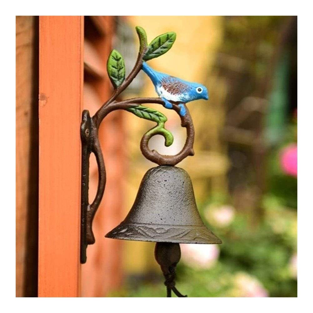 GAODINGD Cast Iron Dinner Bell Rustic Door Bell Cast Iron Wall-Mounted Hand Bells Vintage Hand-Made Home Garden Decoration Welcome Doorbell