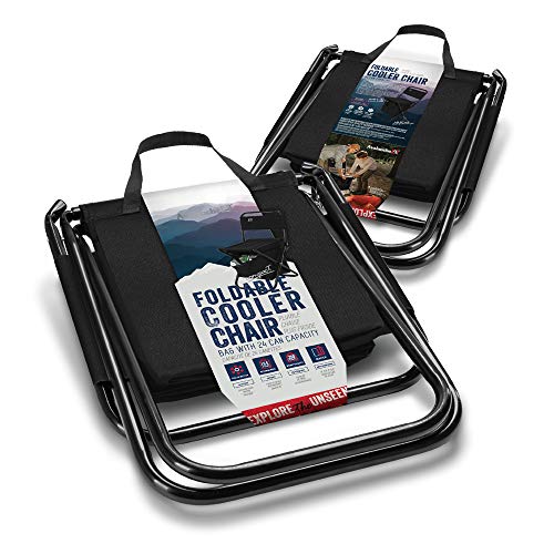 Avalanche Folding Chair with Built-in Cooler - Foldable, Small, Portable for Travel, Outdoor, Camping, Beach with 24 Can Capacity Cooling Bag (Black)