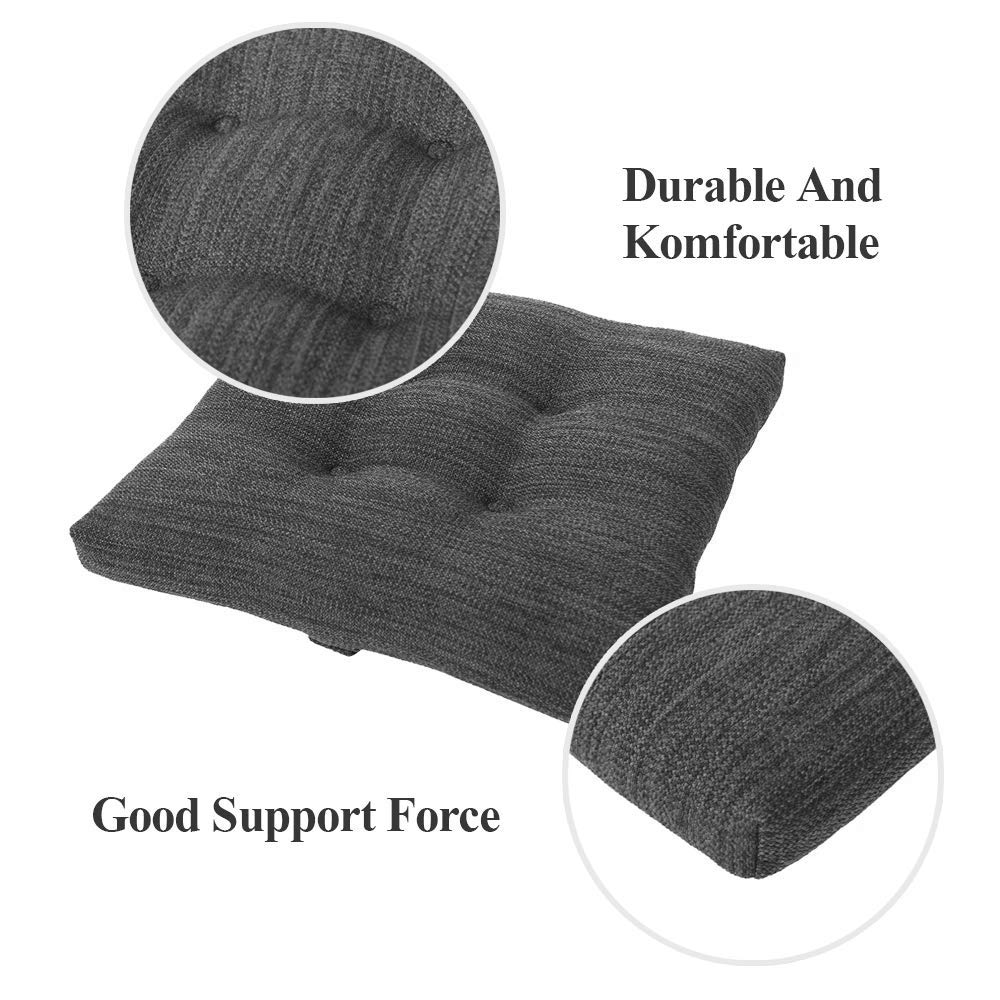 baibu Square Seat Cushion, Super Soft 14 Inch Bar Stool Square Seat Cushion with Ties- One Pad Only, Gray-Black (14" (35CM))
