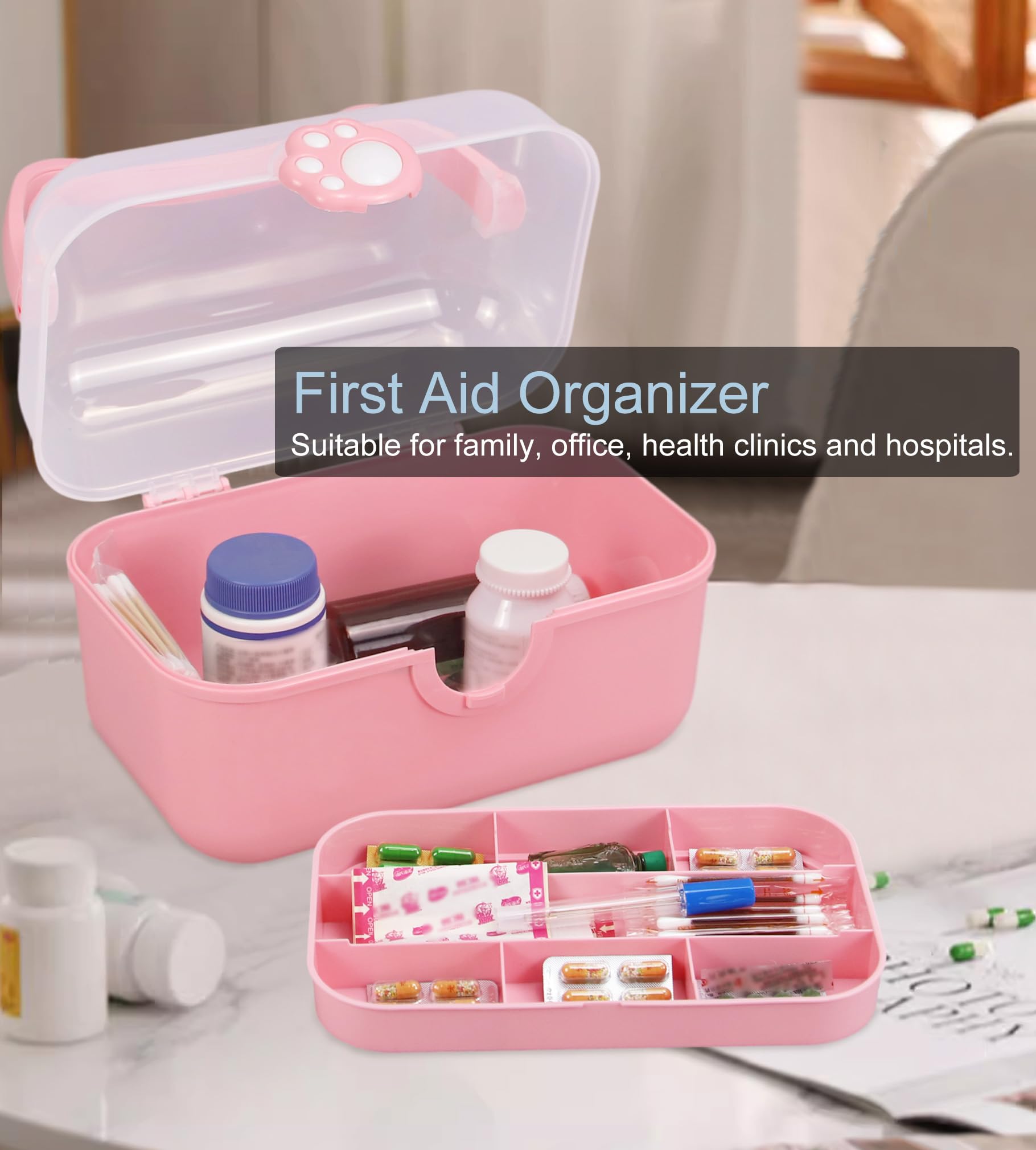 Byrixk Craft Art Box Pink Tackle Box for Girls Art Bin Storage Box with Handle Portable Storage Container Small Craft Box First Aid Box Sewing Box for Kids Fishing Tackle Box Crafting Box
