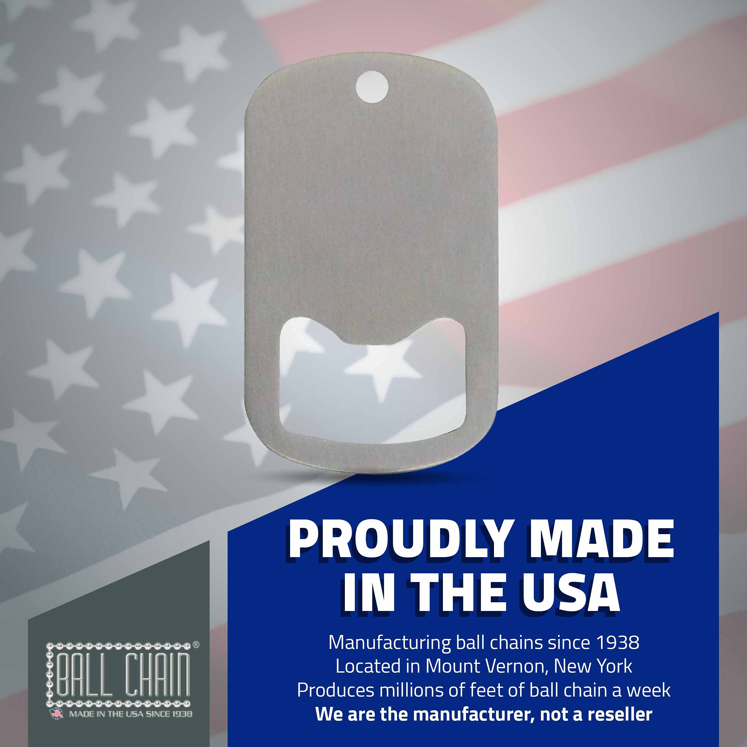 Ball Chain Dog Tag Bottle Openers - Stainless Steel Bottle Opener Keychain - 25 Pieces - Beer Bottle Opener with Middle Slot