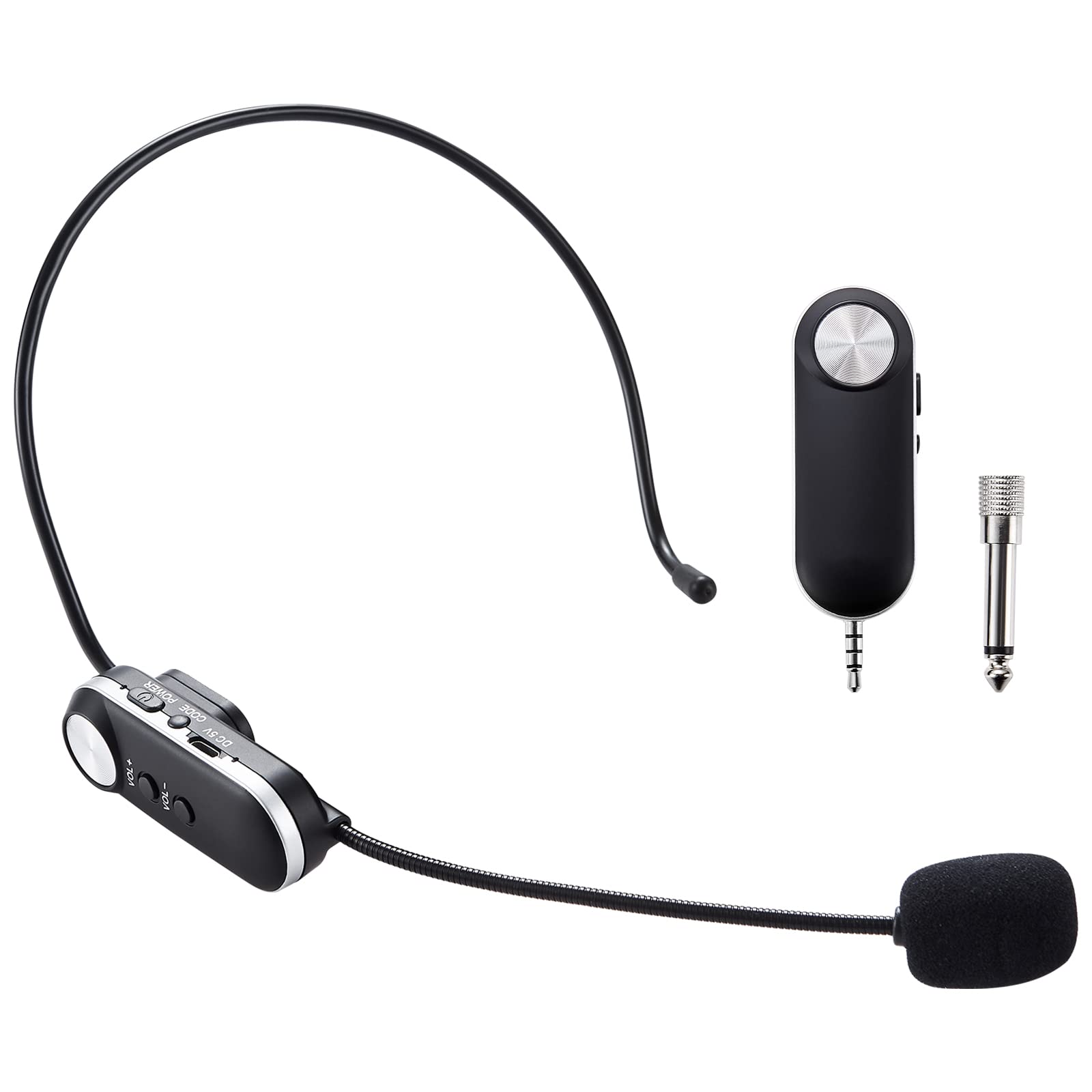 BEKBOES Wireless Microphone Headset, 165ft Range, 3.5mm and 6.35mm Plug for Karaoke Speaker, Amplifier, Mic Speakers, PA System, Teaching, Fitness